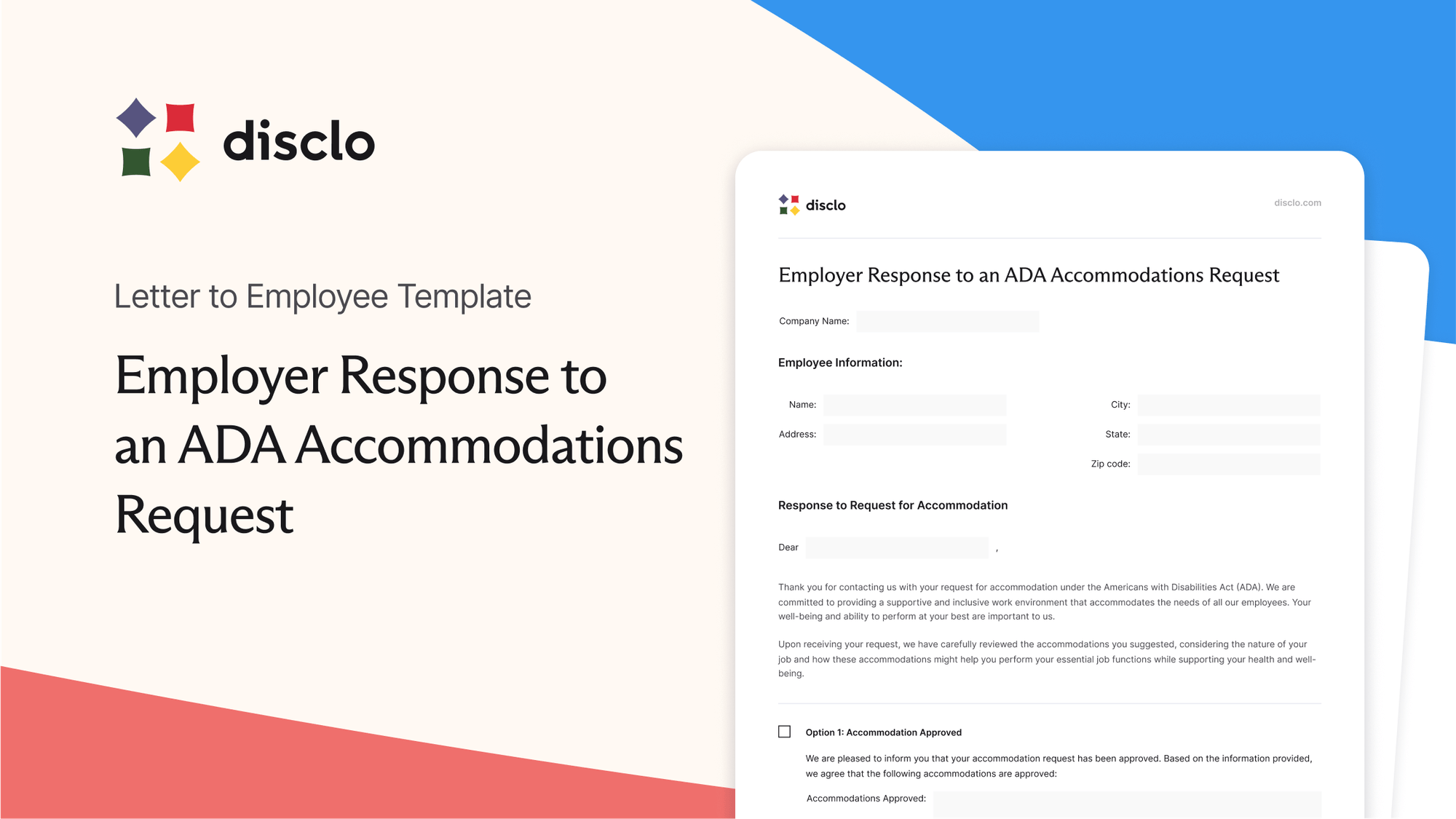 Letter to Employee Template: Employer Response to an ADA Accommodations Request | Disclo Resource